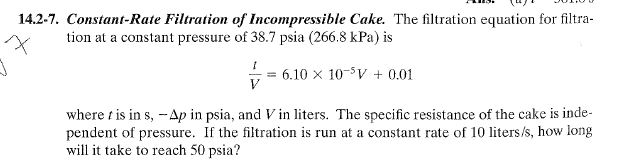 Solved 14.2-7. Constant-Rate Filtration of Incompressible | Chegg.com