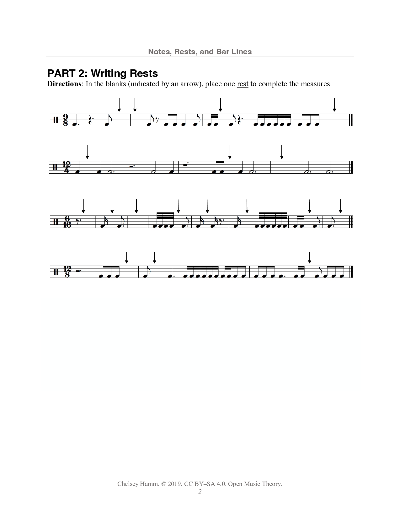Notes, Rests, and Bar Lines Name: PART 1: Writing | Chegg.com