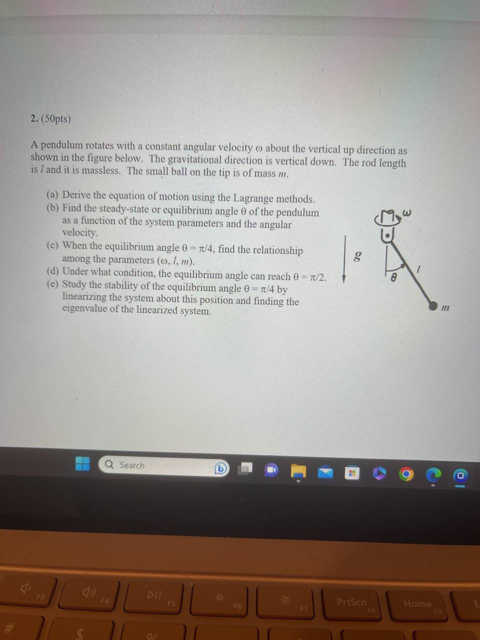 Solved A pendulum rotates with a constant angular velocity ω | Chegg.com
