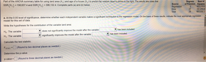 Solved 1. The ANOVA summary table to the right is for a | Chegg.com
