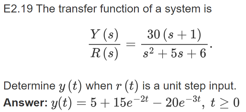 Solved E2.19 The transfer function of a system is | Chegg.com