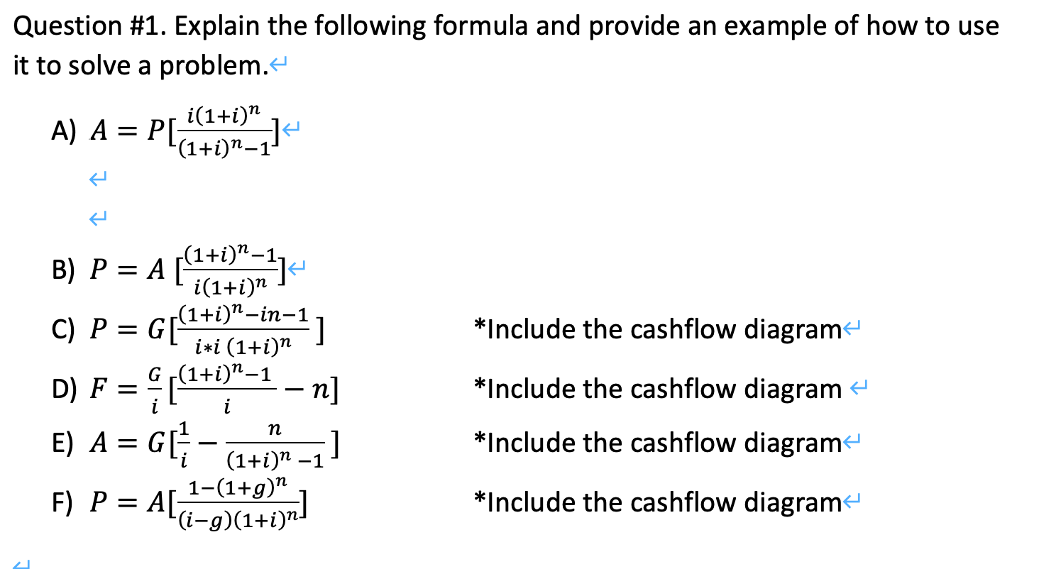 Question #1. Explain the following formula and | Chegg.com