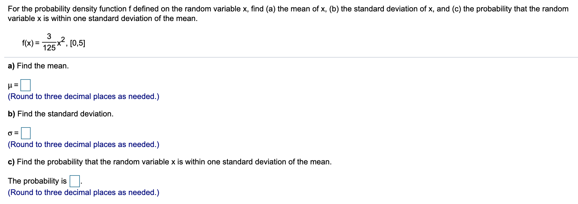 Solved For the probability density function f defined on the | Chegg.com