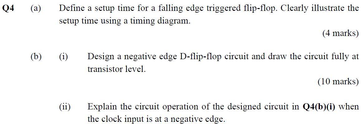 Solved (a) Define a setup time for a falling edge triggered | Chegg.com