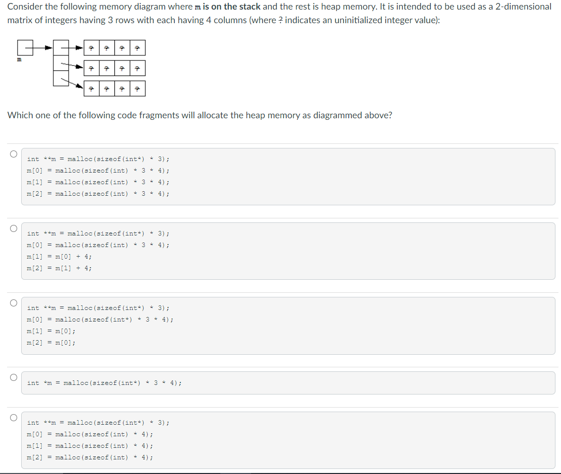 Solved Consider the following memory diagram where mis on | Chegg.com