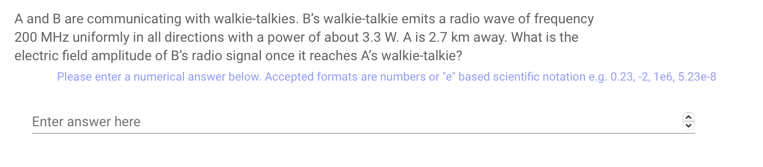 Solved A and B are communicating with walkie-talkies. B's | Chegg.com