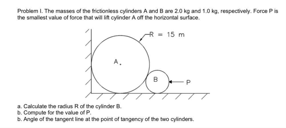 Solved Problem 1. The masses of the frictionless cylinders A | Chegg.com