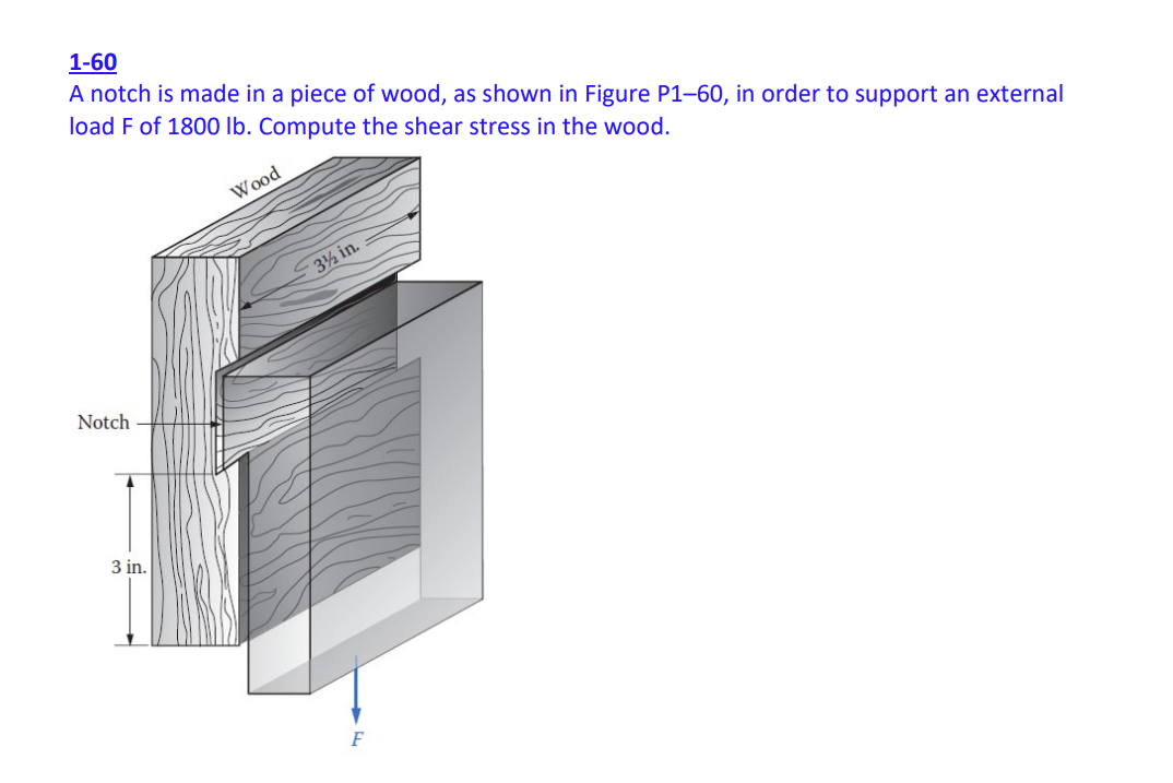 Solved 1-60A notch is made in a piece of wood, as shown in | Chegg.com