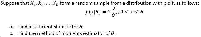 Solved Suppose that X1, X2, ...,Xn form a random sample from | Chegg.com