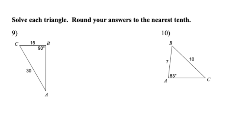 Solved Solve each triangle. Round your answers to the | Chegg.com