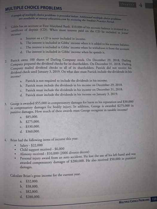 Solved chapter. MULTIPLE CHOICE PROBLEMS A sample of | Chegg.com