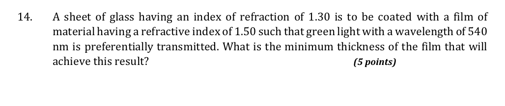 Solved A sheet of glass having an index of refraction of | Chegg.com