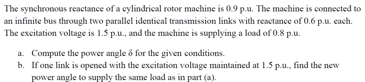 Solved The synchronous reactance of a cylindrical rotor | Chegg.com