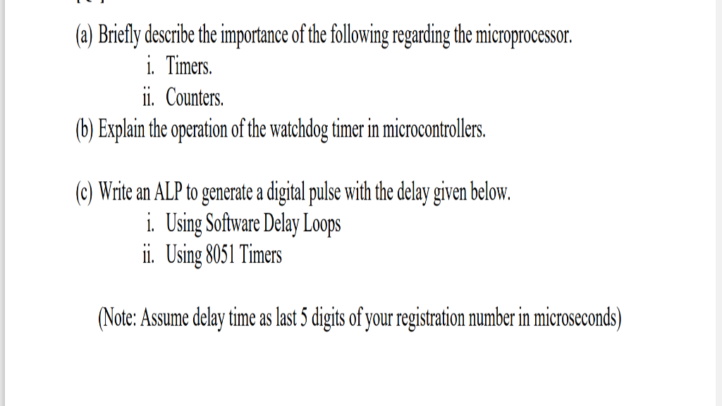 Solved (a) Briefly describe the importance of the following | Chegg.com
