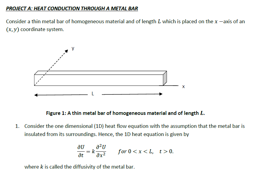 Solved PROJECT A: HEAT CONDUCTION THROUGH A METAL BAR | Chegg.com