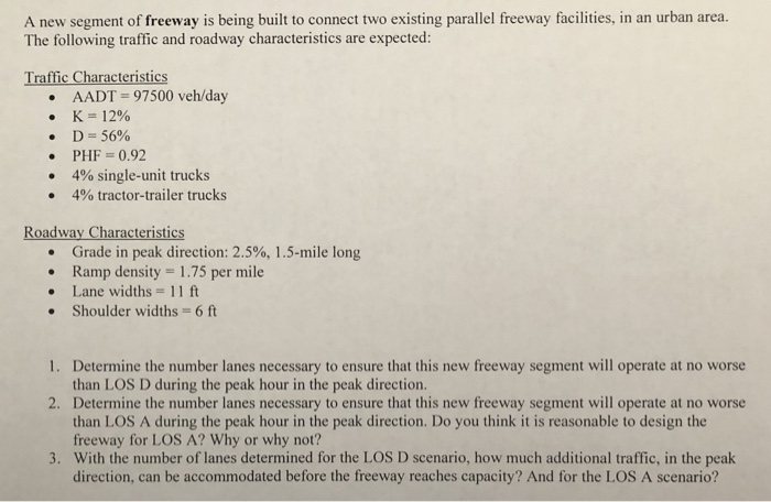 Solved A new segment of freeway is being built to connect | Chegg.com
