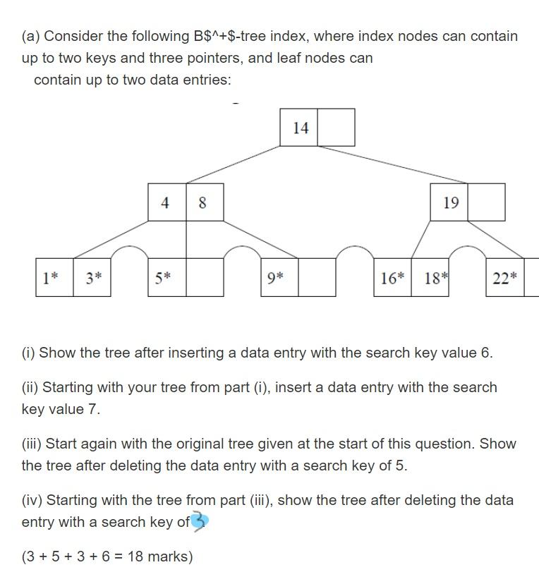 Solved (a) Consider the following B$^+$-tree index, where | Chegg.com