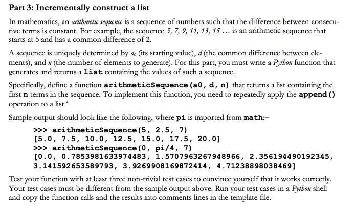 Solved Part 3: Incrementally construct a list In | Chegg.com