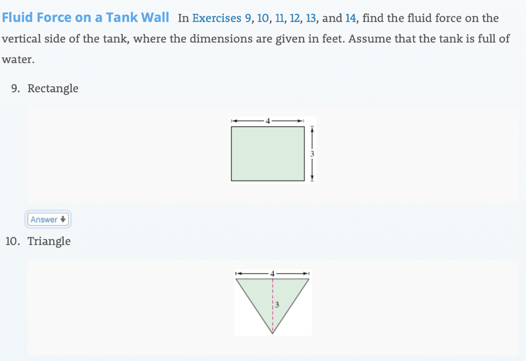 Solved Fluid Force on a Tank Wall In Exercises 9, 10, 11, | Chegg.com