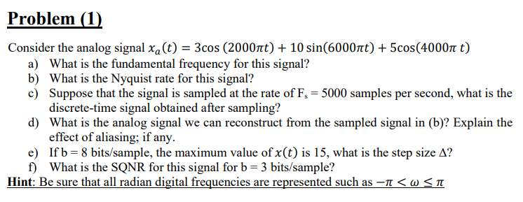 Solved Consider the analog signal | Chegg.com