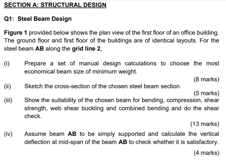 SECTION A: STRUCTURAL DESIGN Q1: Steel Beam Design | Chegg.com