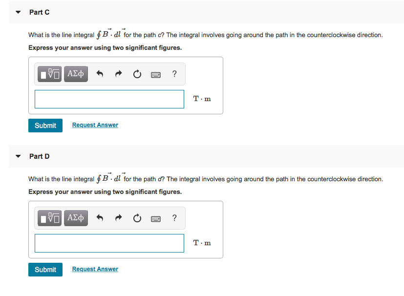 Solved Part C What is the line integral $B dl for the path | Chegg.com