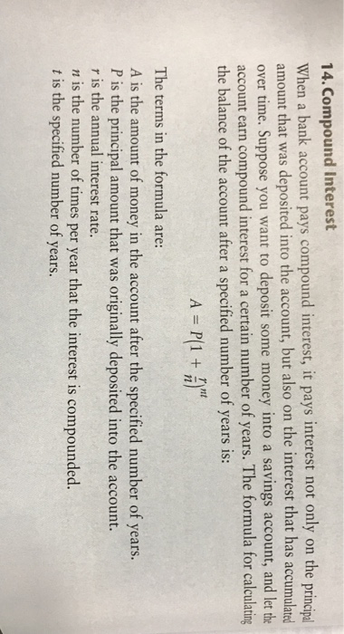 Solved 14. Compound Interest When a bank account pays | Chegg.com