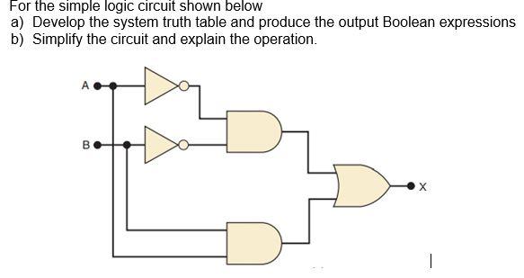 Solved For the simple logic circuit shown below a) Develop | Chegg.com