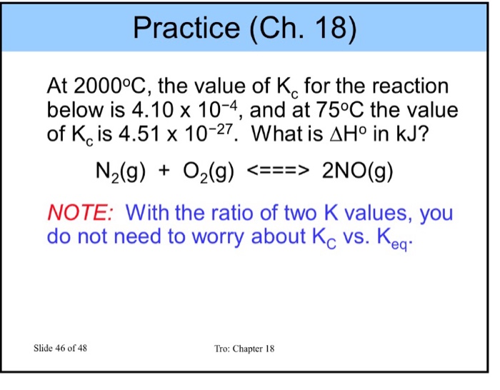 Solved Practice (Ch. 18) At 2000°C, the value of Kc for the | Chegg.com