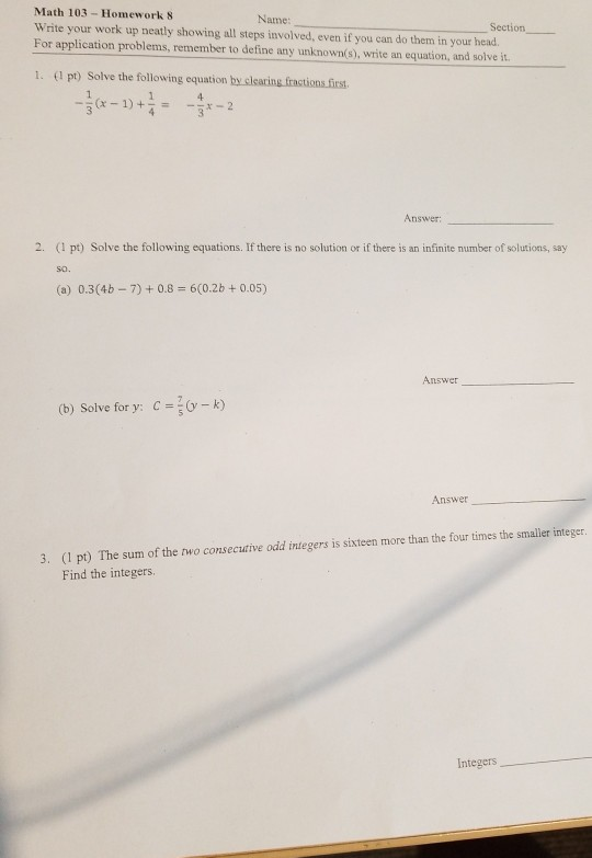 Solved Math 103-Homework 8 Write your work up neatly showing | Chegg.com