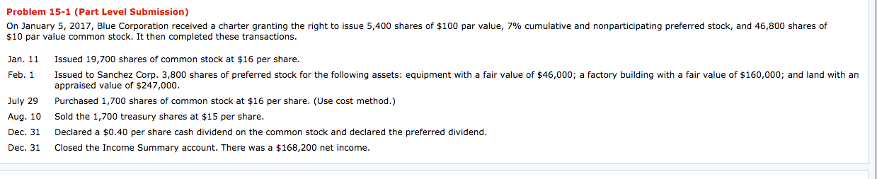 Solved Problem 15-1 (Part Level Submission) On January 5, | Chegg.com