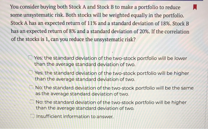 Solved Calculate the standard deviation of a portfolio | Chegg.com