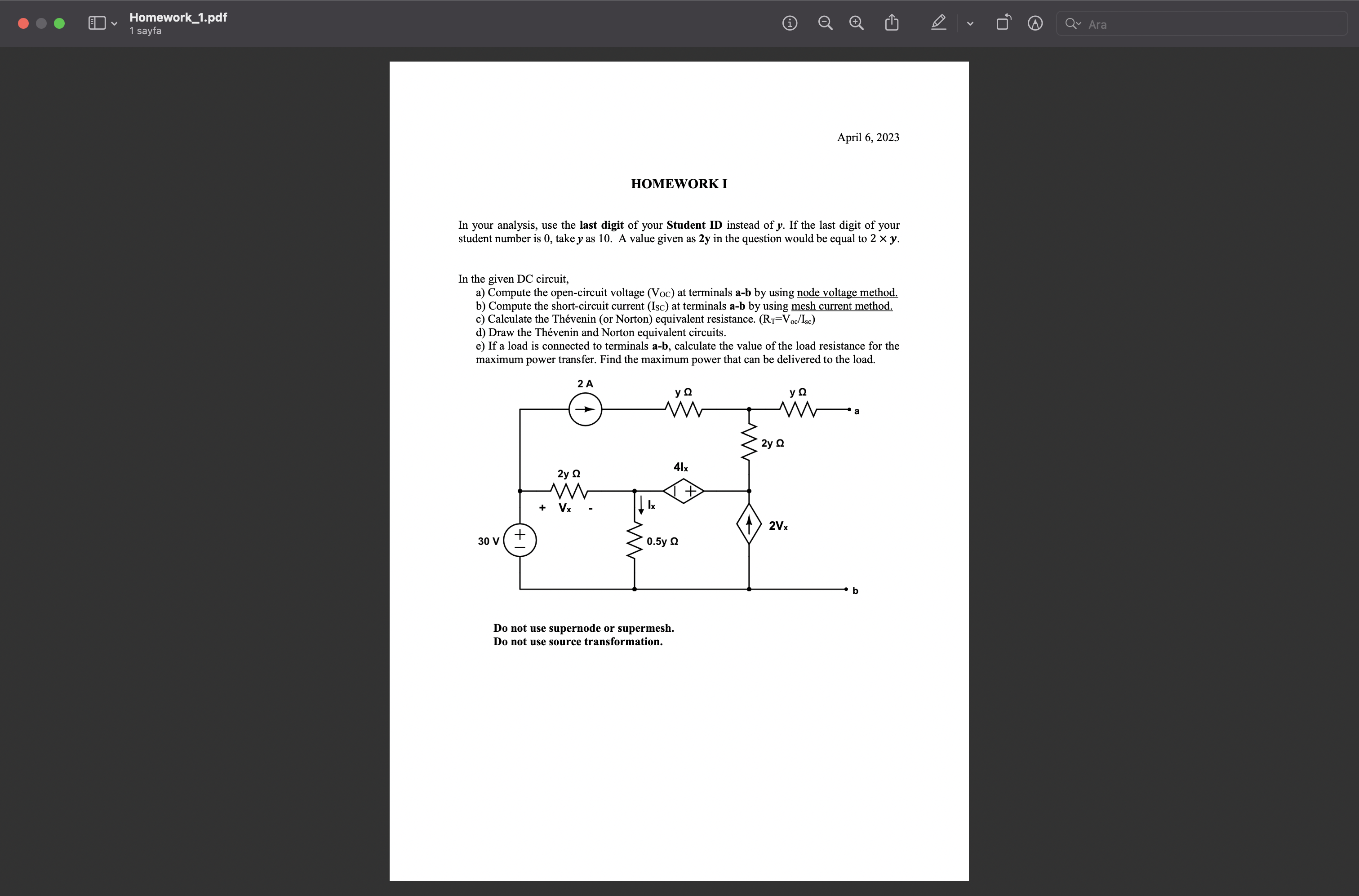 Solved y=5 , for previous answers SUPERNODE, SUPERMESH, | Chegg.com