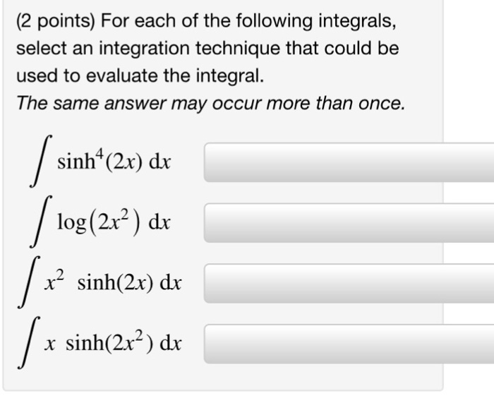 Solved (2 points) For each of the following integrals, | Chegg.com
