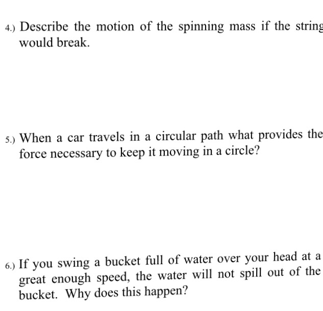 Solved 4.) Describe the motion of the spinning mass if the | Chegg.com
