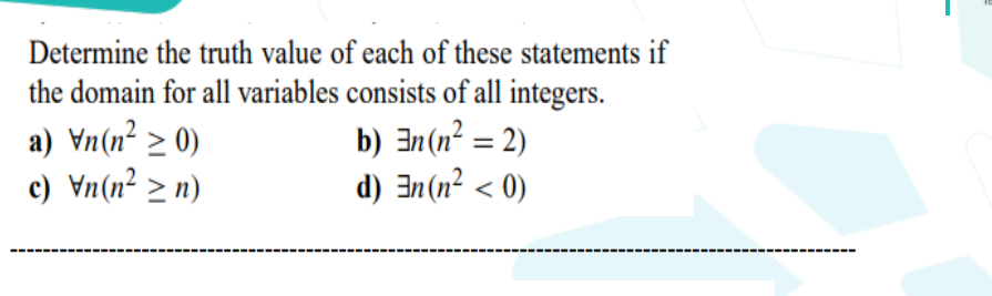Solved Determine the truth value of each of these statements | Chegg.com