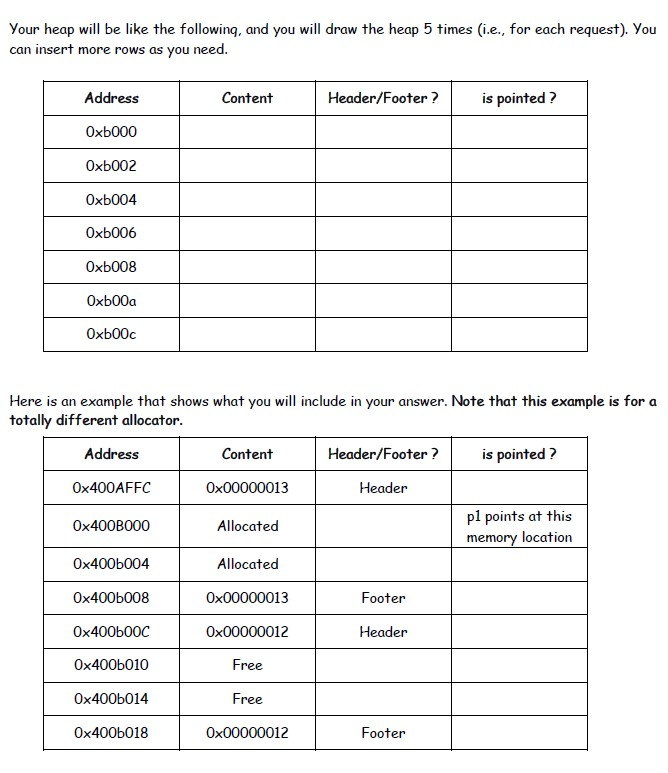 5. (30) Consider a memory allocator with the | Chegg.com