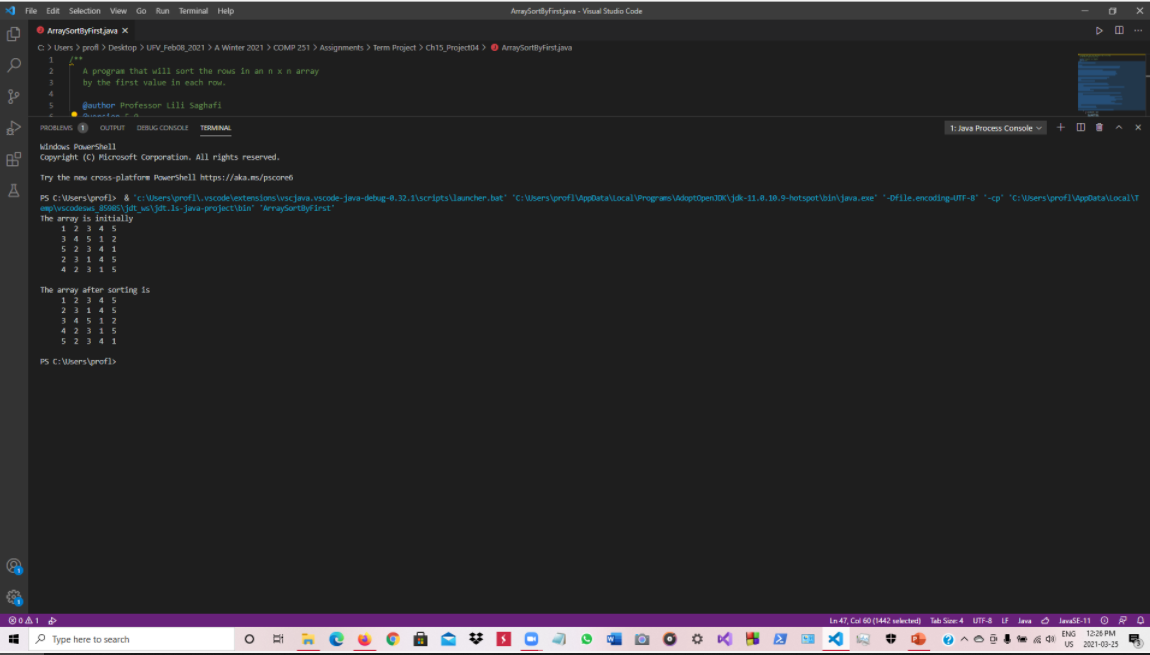 Solved Consider an n by n array of integer values. Write an | Chegg.com