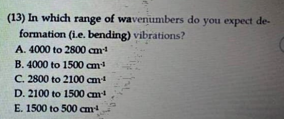 Solved (13) In ﻿which range of ﻿wavenumbers do ﻿you expect | Chegg.com