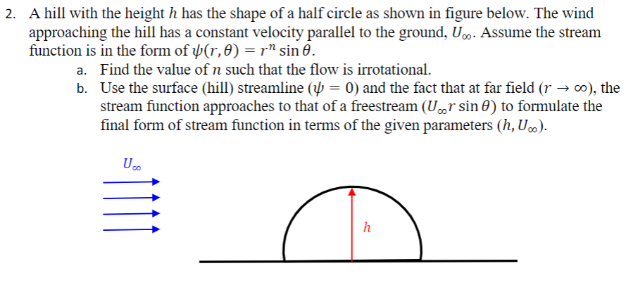 Solved A hill with the height h has the shape of a half | Chegg.com
