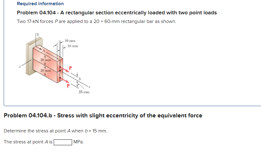 Solved Problem 04.104 - A rectangular section eccentrically | Chegg.com
