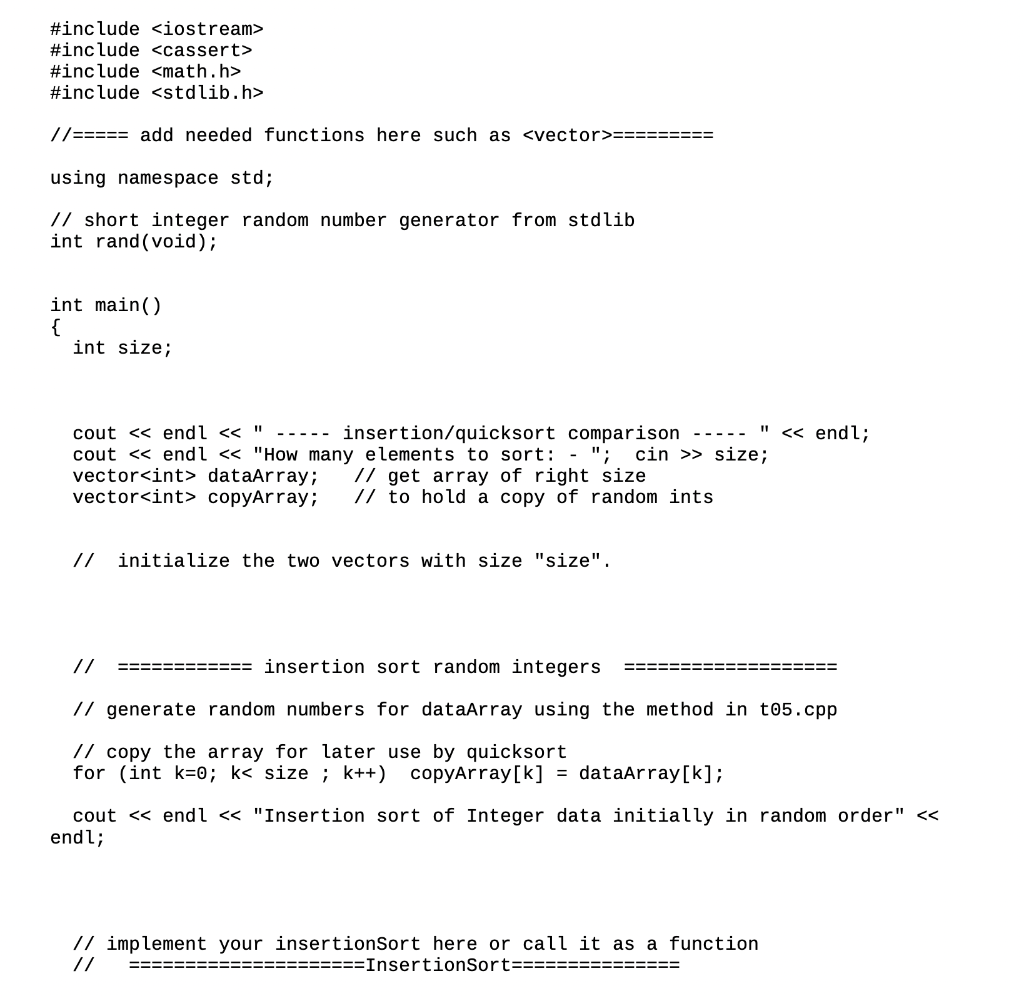 Solved cout « "First five sorted elts: "; for ( int | Chegg.com