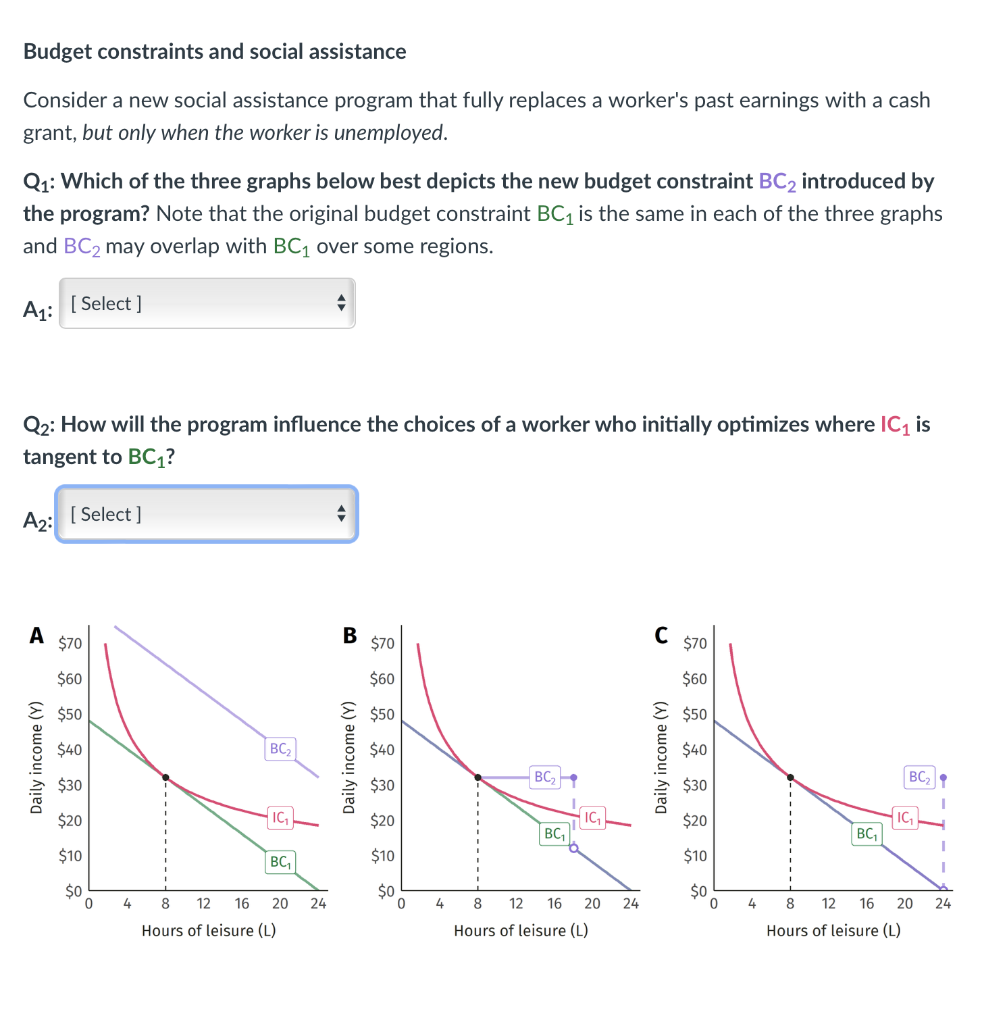 Solved Budget constraints and social assistance Consider a | Chegg.com