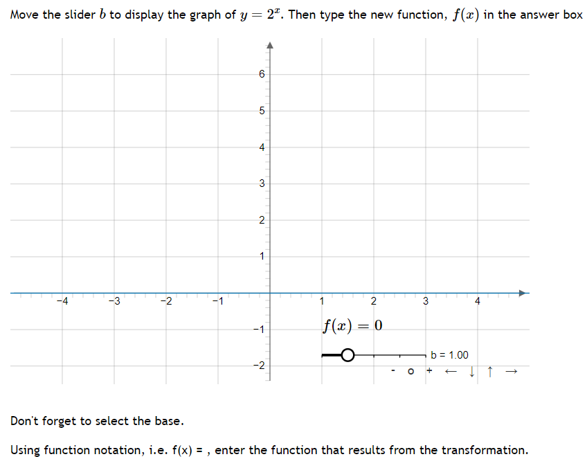 Solved Move the slider b to display the graph of y=2x. Then | Chegg.com