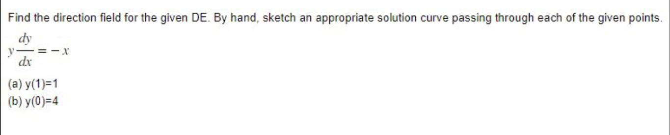 Solved Find the direction field for the given DE. By hand, | Chegg.com