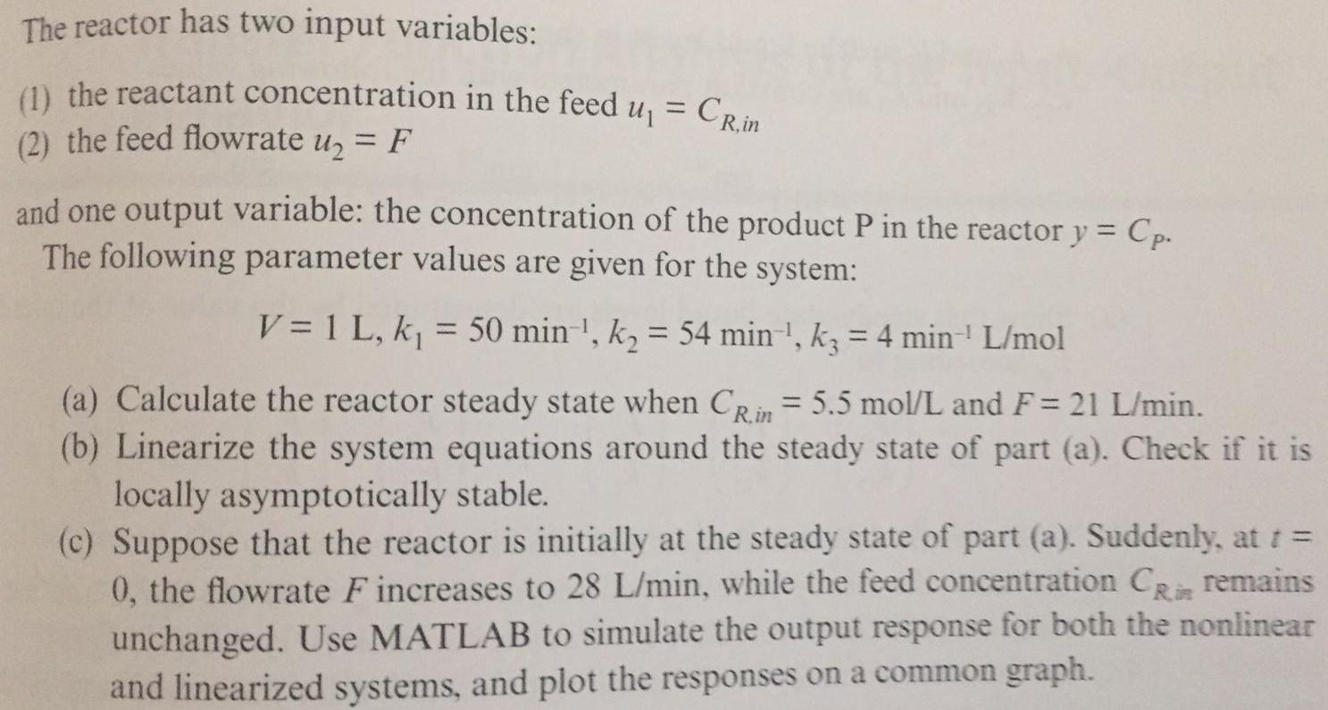 Solved 7.7 Consider an isothermal, constant-volume CSTR in | Chegg.com