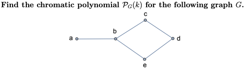 Solved Find the chromatic polynomial Pa(k) for the following | Chegg.com