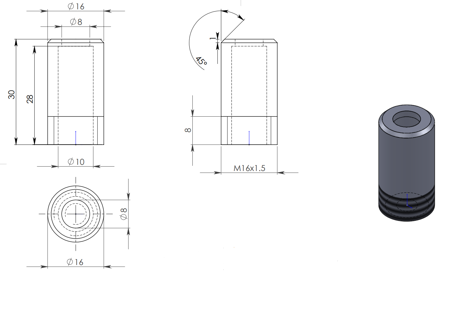 Solved For the given part, model the part using solidworks | Chegg.com