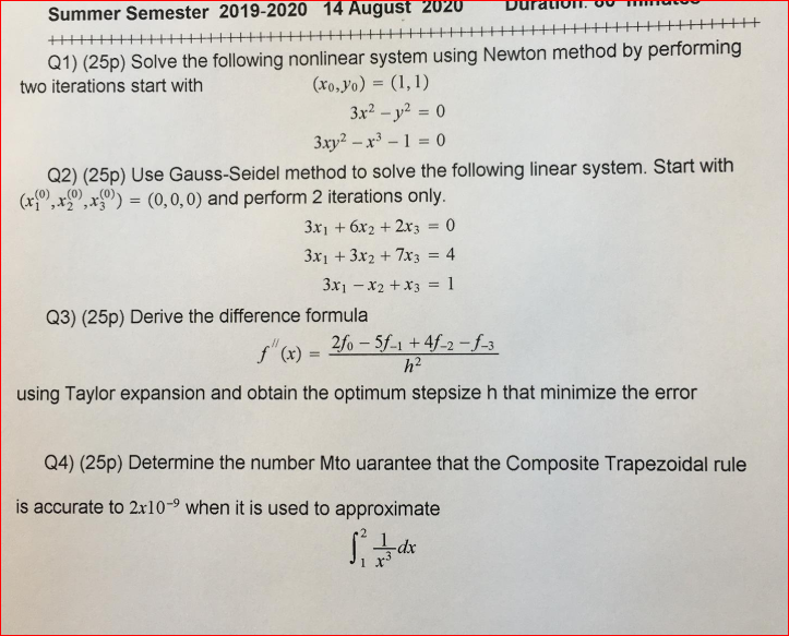 Dui = Summer Semester 2019-2020 14 August 2020 HHHHH | Chegg.com