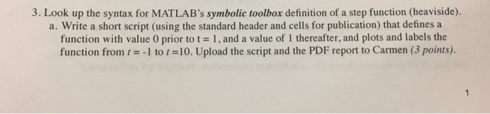 Solved 3. Look up the syntax for MATLAB's symbolic toolbox | Chegg.com
